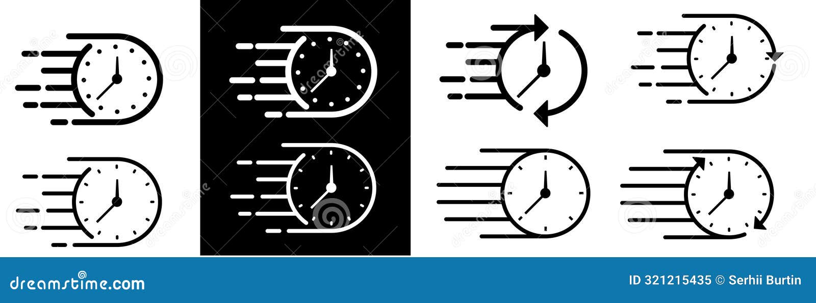 Quick Time or Deadline Icon Set in Line Style, Timers, Express Service ...