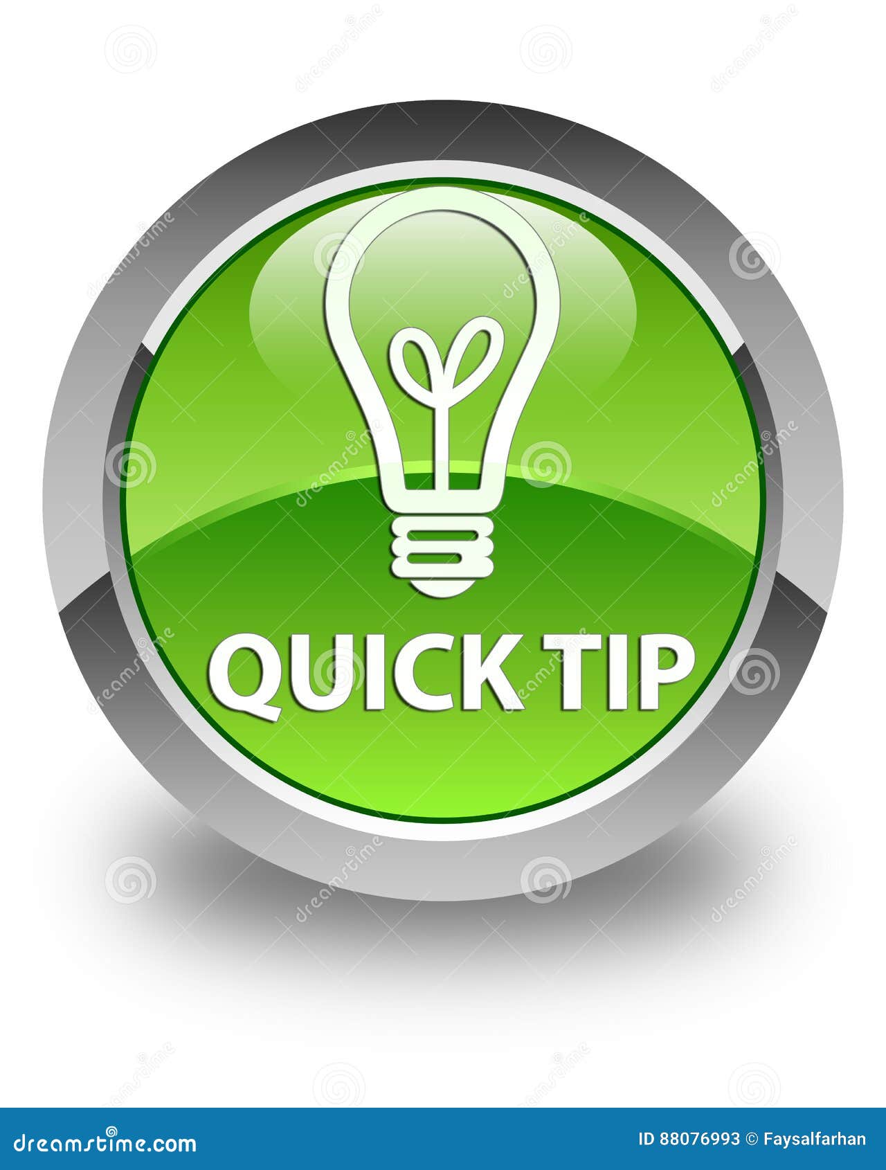 Quick Tip (bulb Icon) Glossy Green Round Button Stock Illustration ...