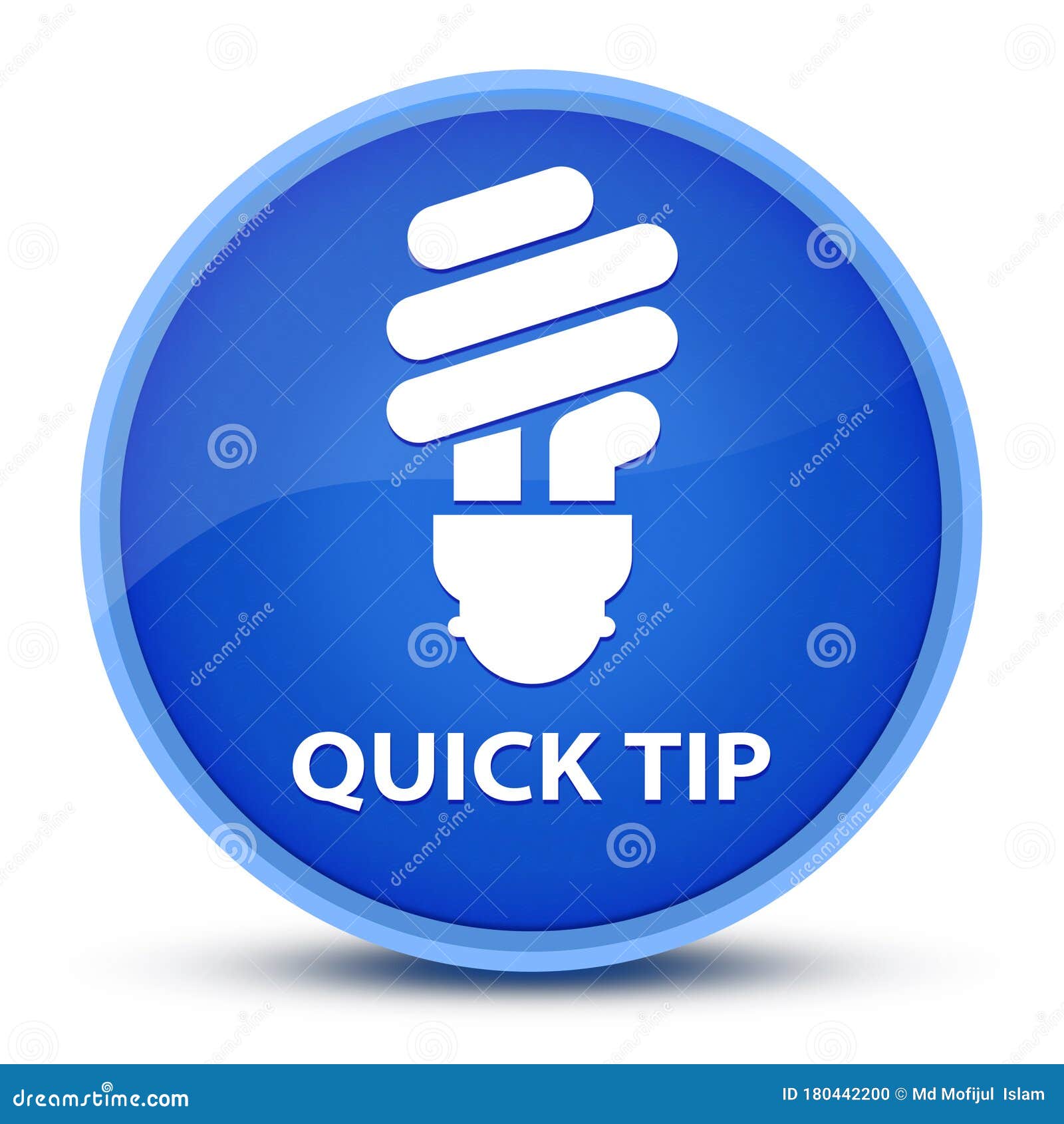 Quick Tip Bulb Icon Isolated on Special Blue Round Button Abstract ...