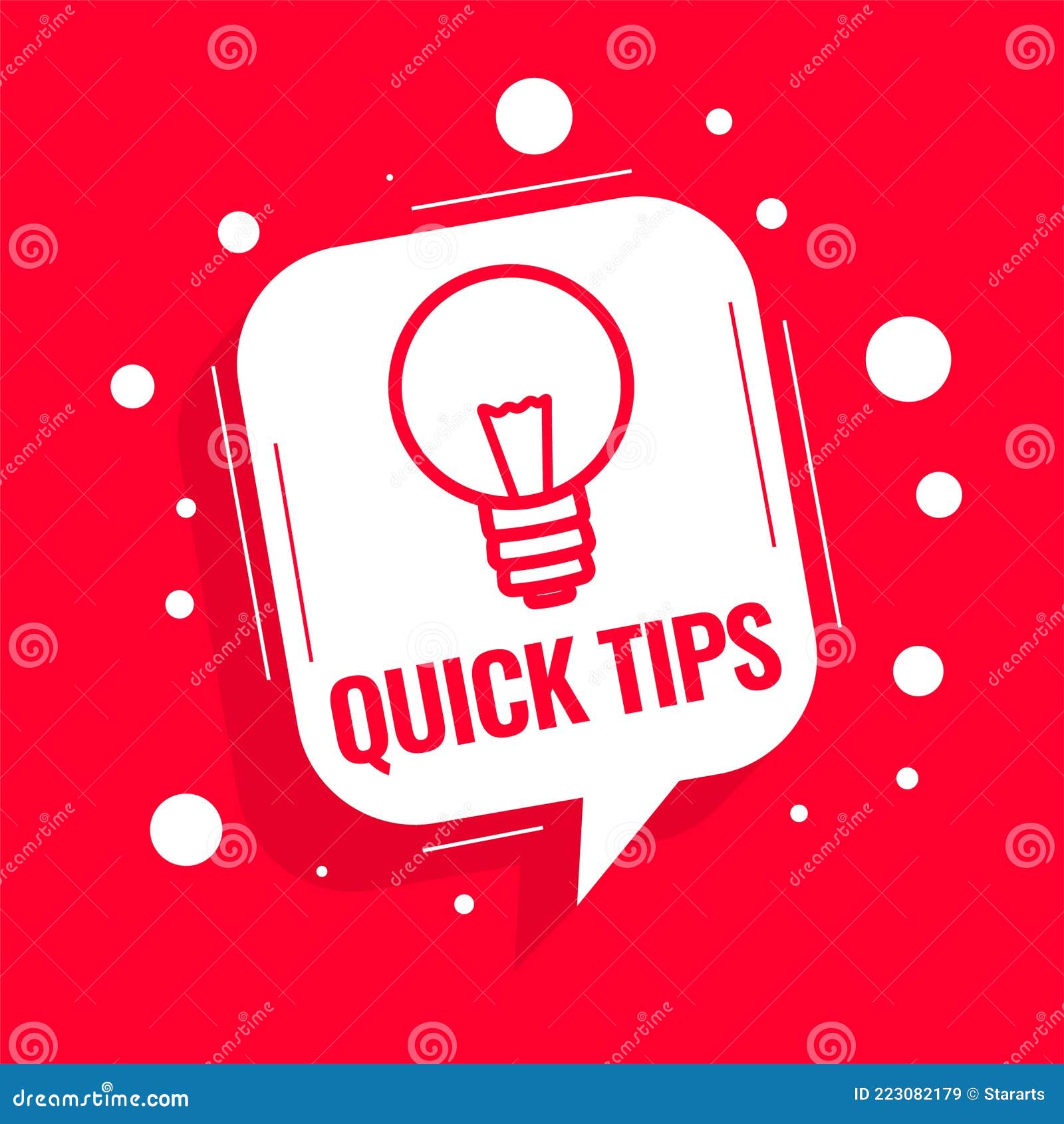 Quick Tips Advice with Lightbulb on Red Background Stock Vector ...