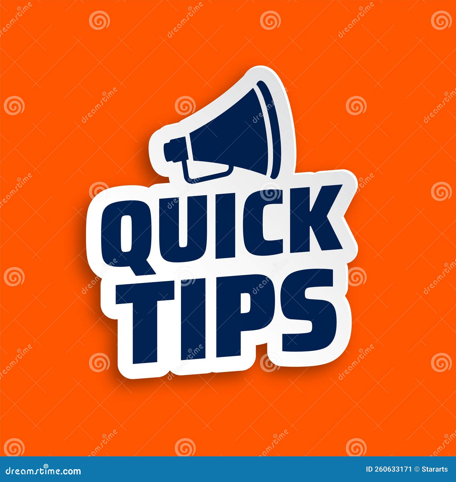Quick Tips Advice with Megaphone on Orange Background Vector ...