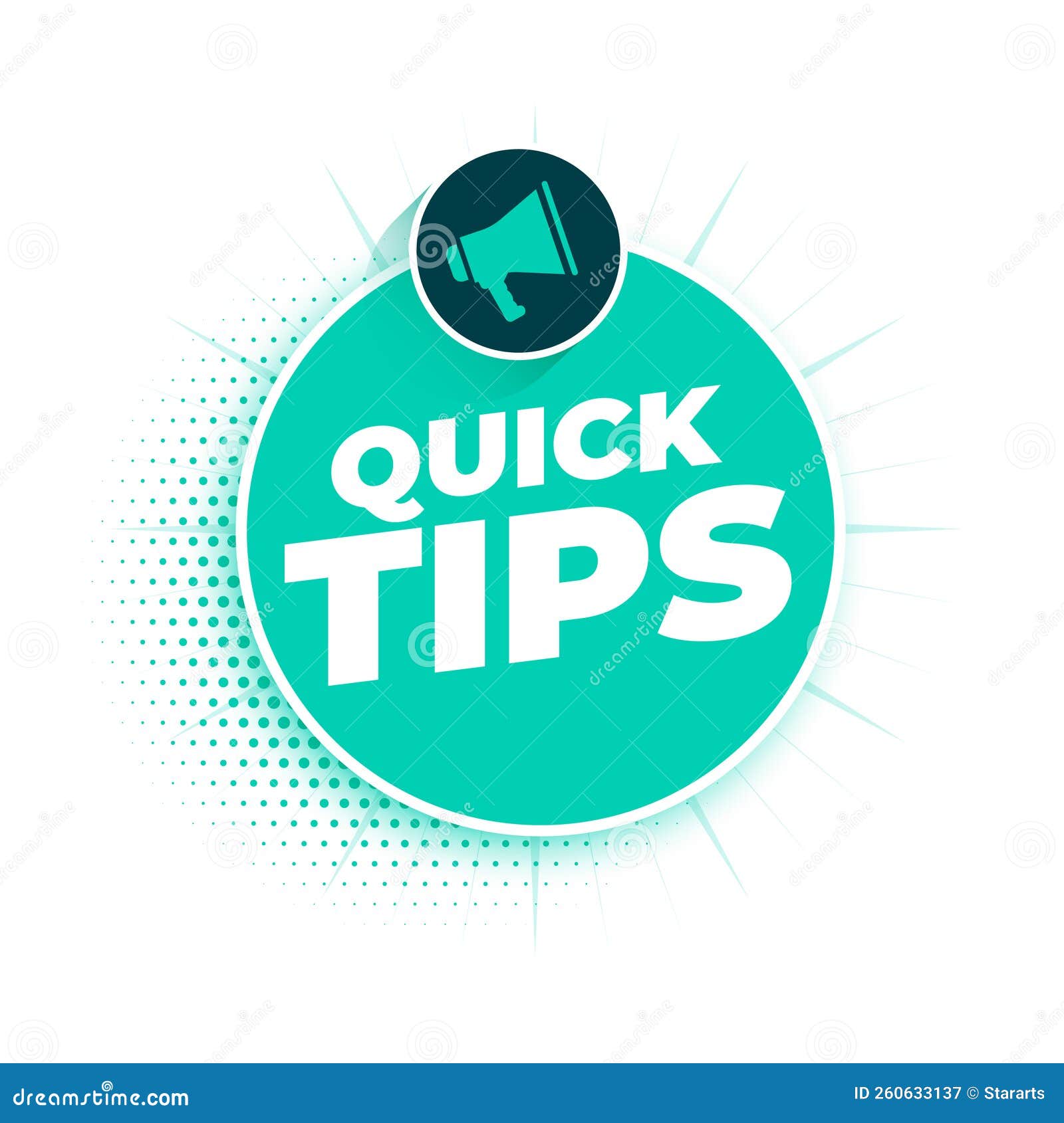 Quick Tips Advice with Megaphone on White Background Vector ...