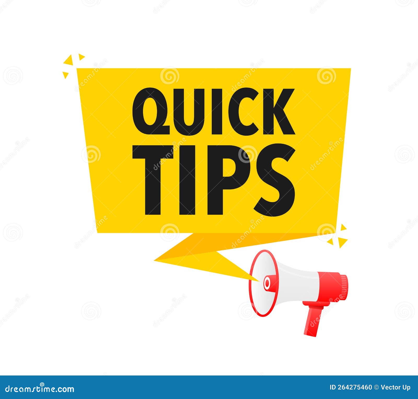 Quick Tips Announcement Megaphone Label. Loudspeaker Speech Bubble ...