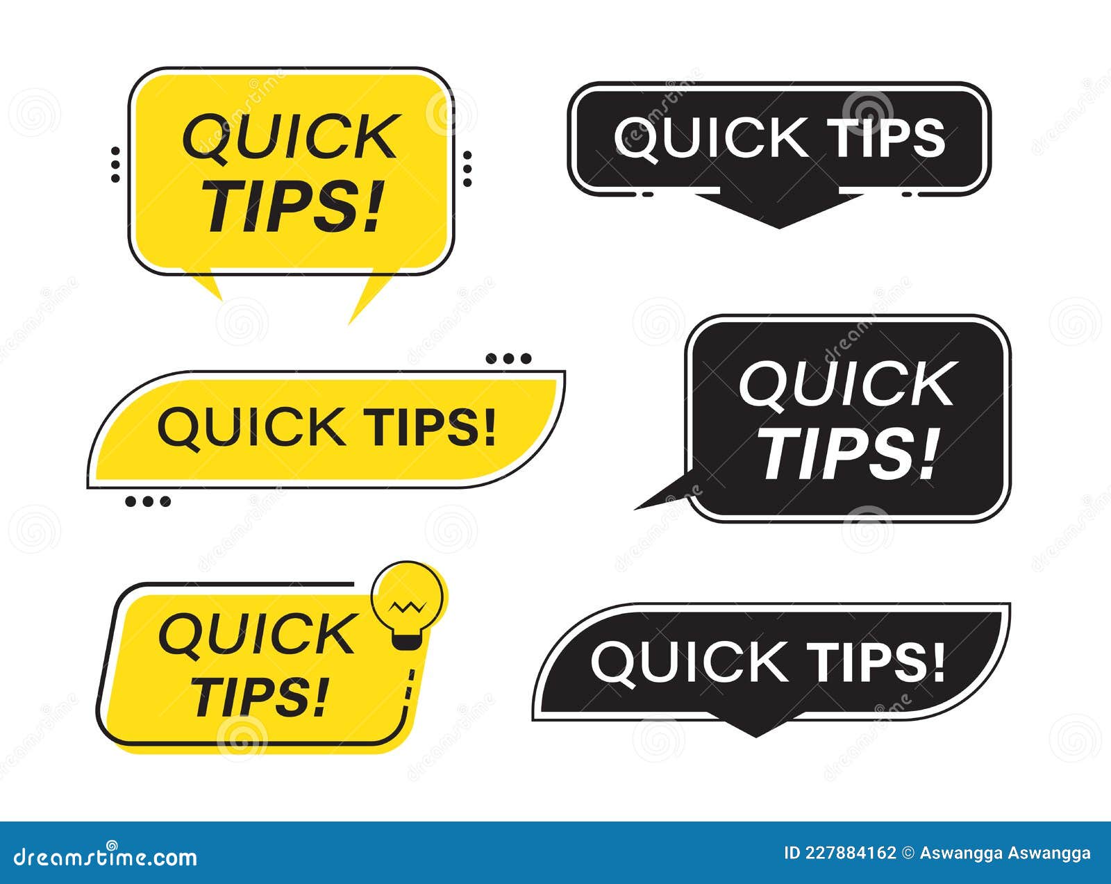 Quick Tips Banner, Quick Tips Label Set Stock Vector - Illustration of ...