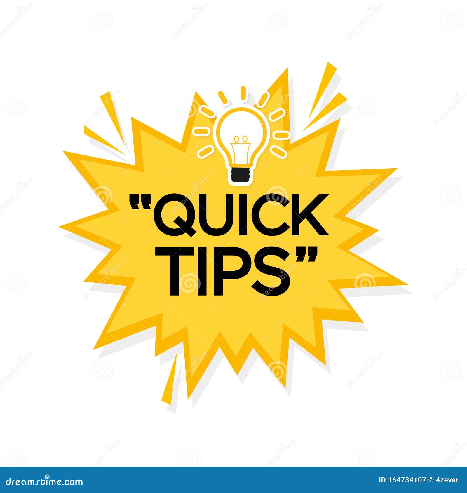 Quick Tips Banner with Light Bulb. Vector Background Stock Vector ...