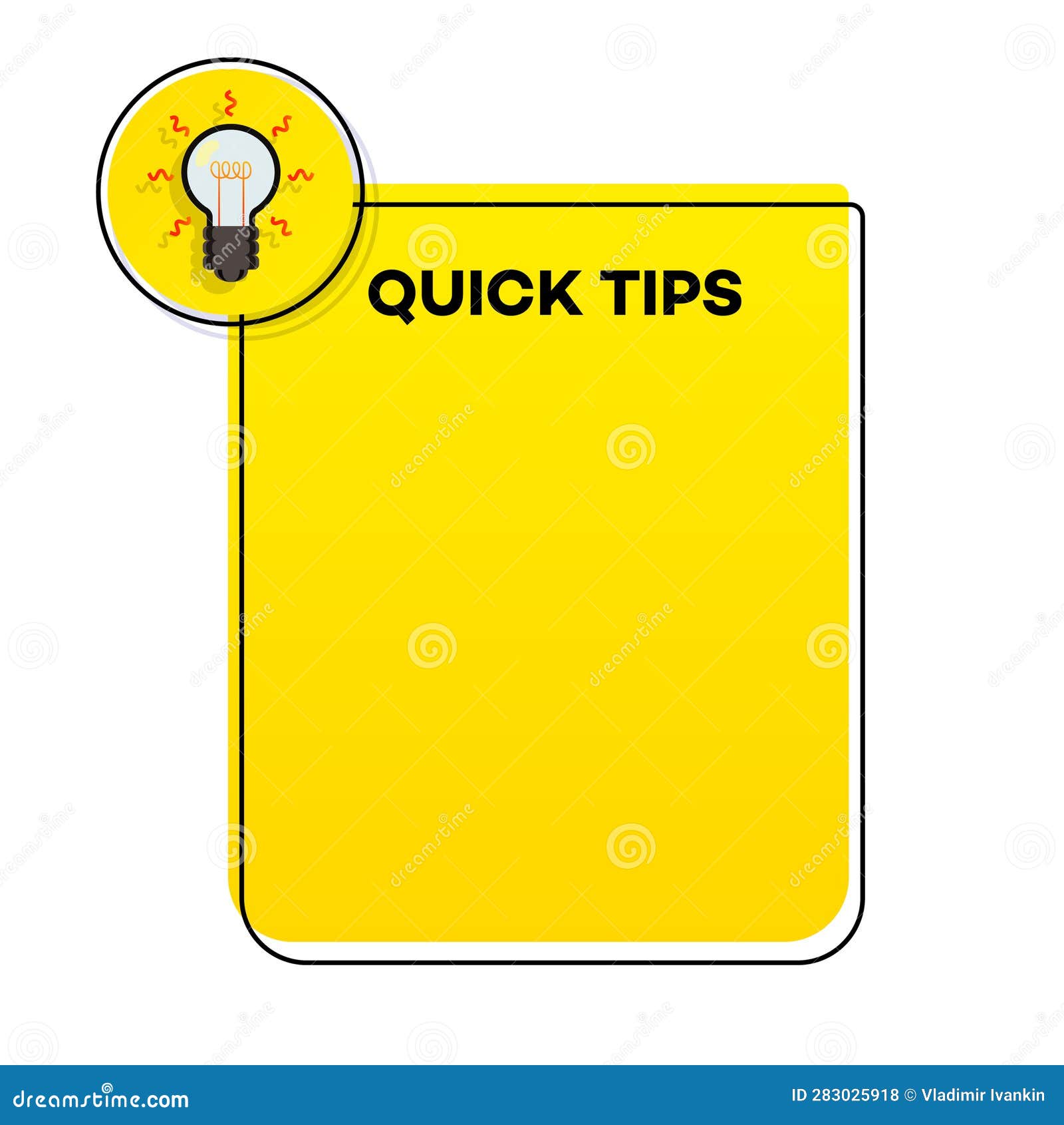Quick Tips Banner Light Bulb Vector Modern Style Stock Vector ...