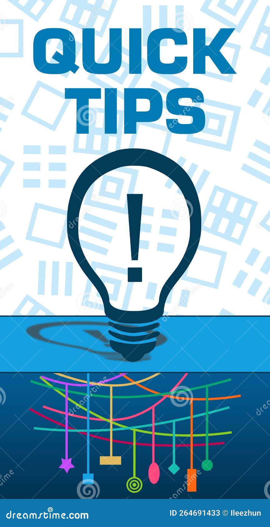Quick Tips Blue Bulb Texture Text Vertical Stock Illustration ...