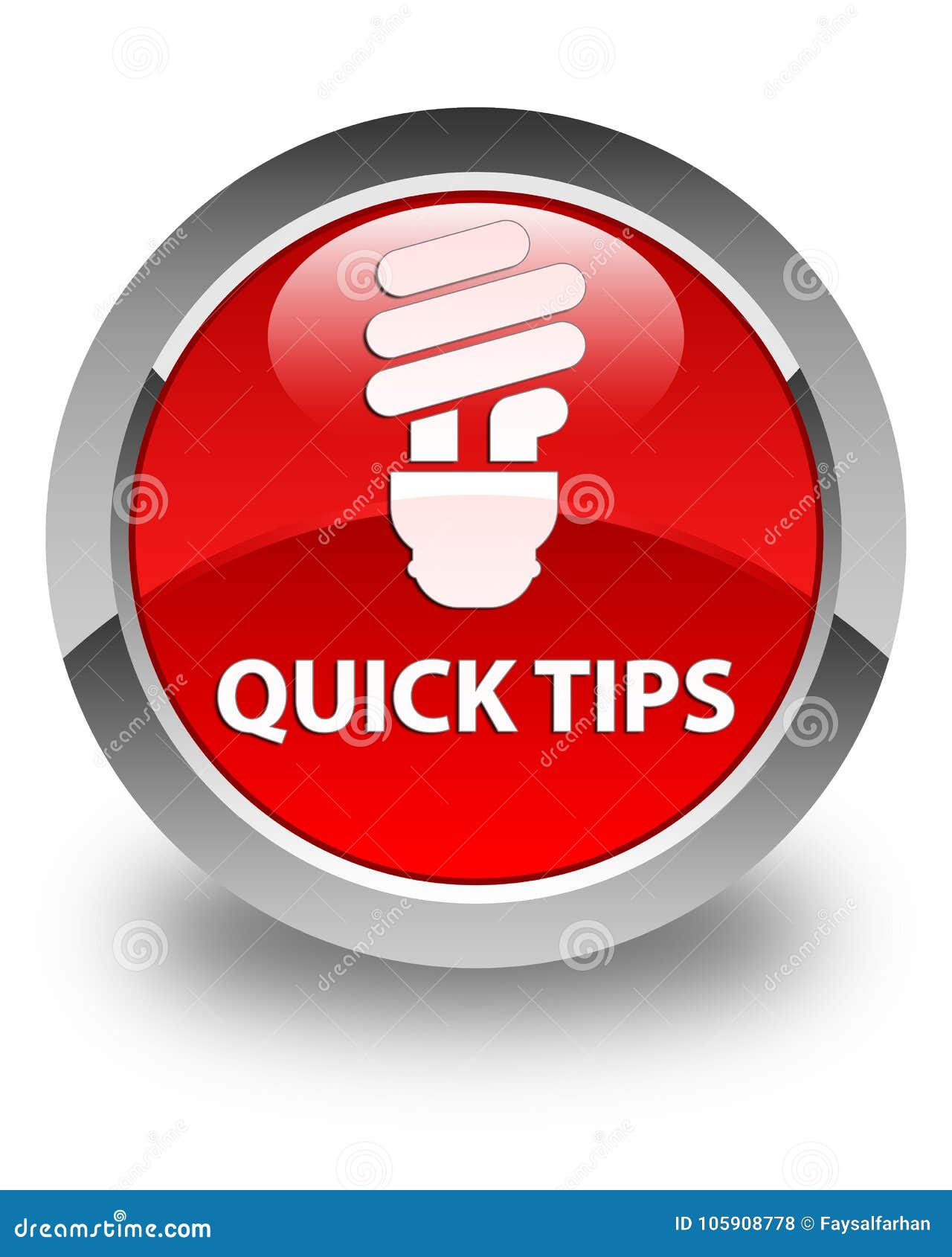 Quick Tips (bulb Icon) Glossy Red Round Button Stock Illustration ...
