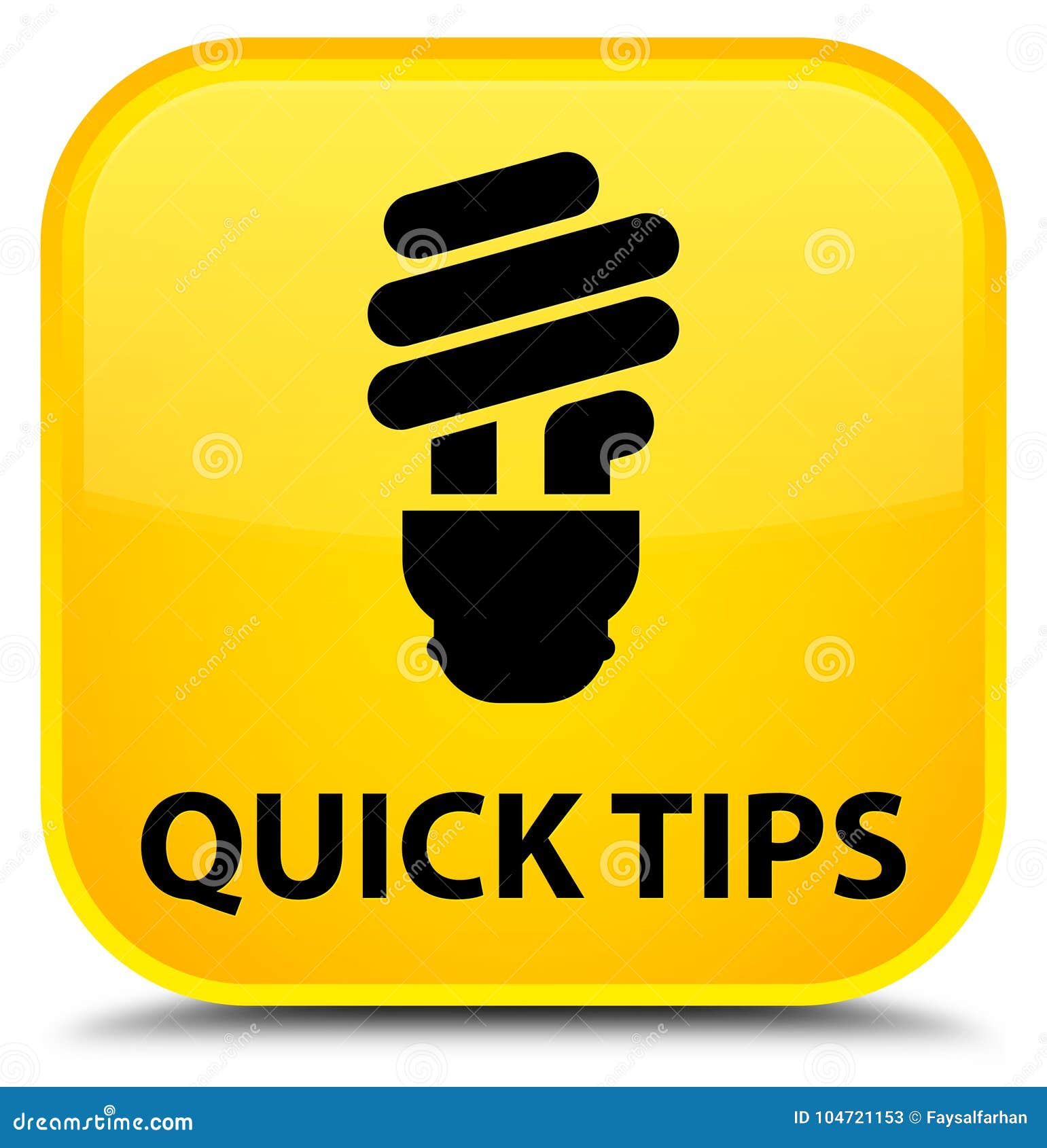 Quick Tips (bulb Icon) Special Yellow Square Button Stock Illustration ...