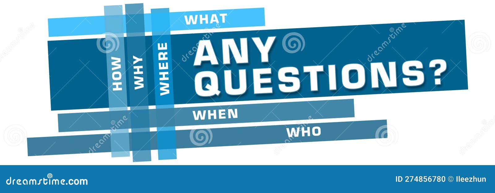 Any Questions Word Cloud Blue Horizontal Stock Illustration ...