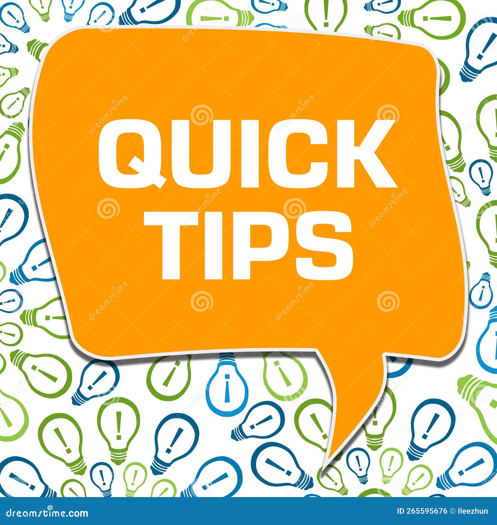 Quick Tips Bulbs Green Blue Yellow Comment Symbol Square Stock ...