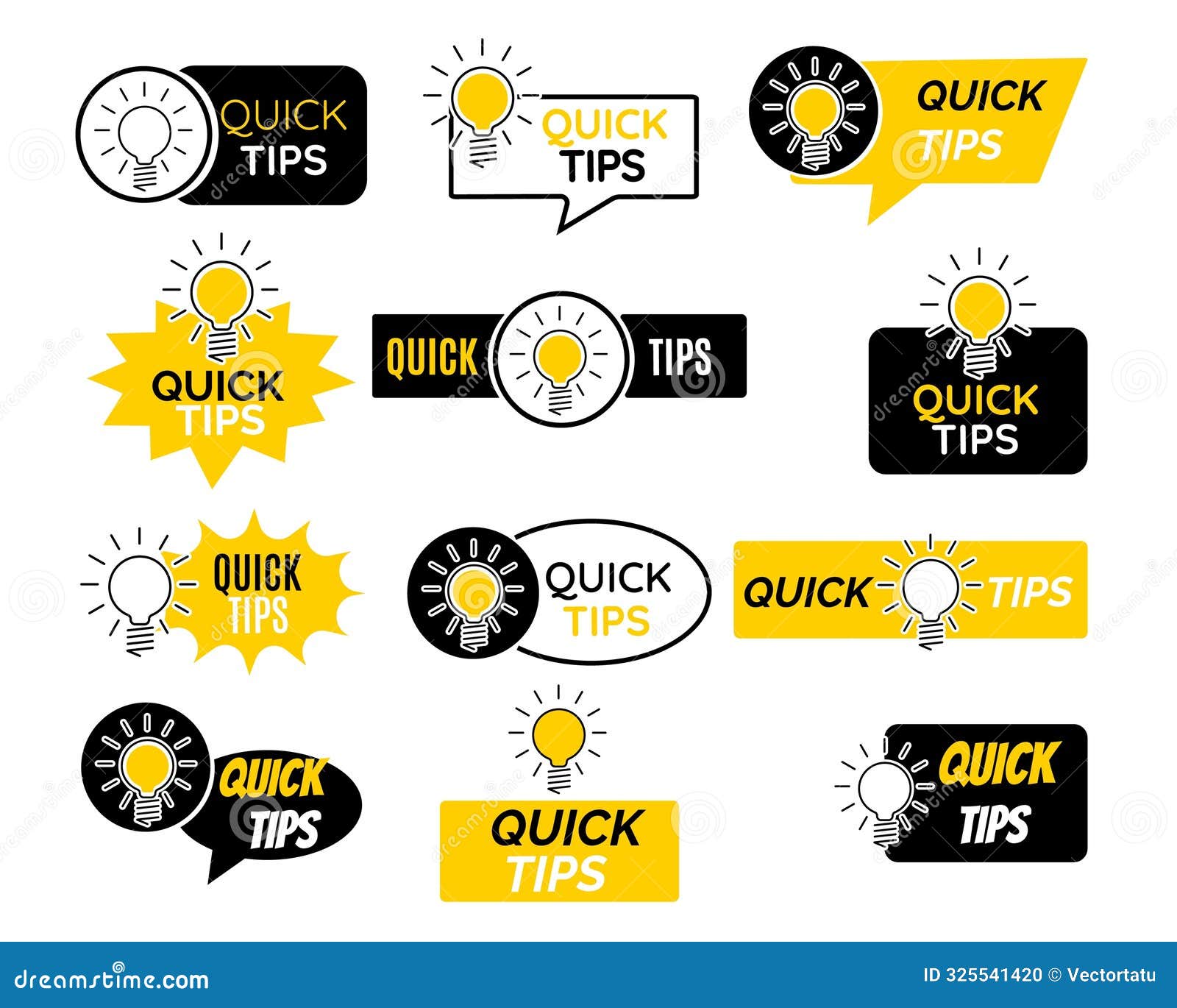 Quick Tips Helpful Tricks Icon Set Stock Vector - Illustration of trick ...