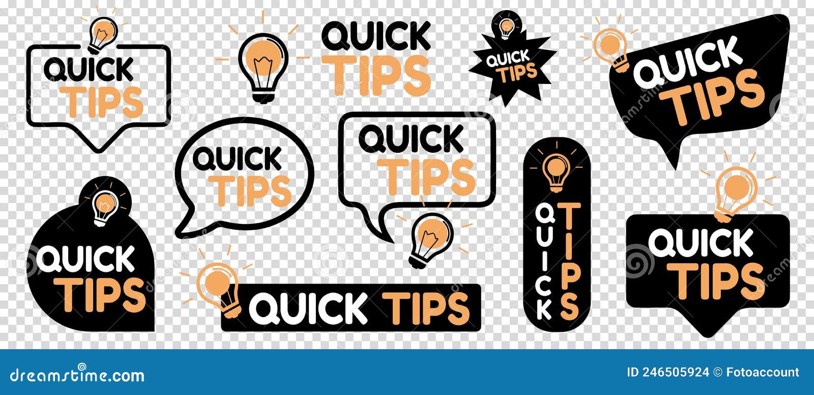Quick Tips Icon Set - Different Vector Illustrations Isolated on ...