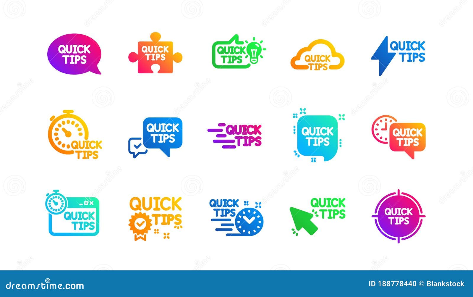 Quick Tips Icons. Helpful Tricks, Solution and Quickstart Guide ...
