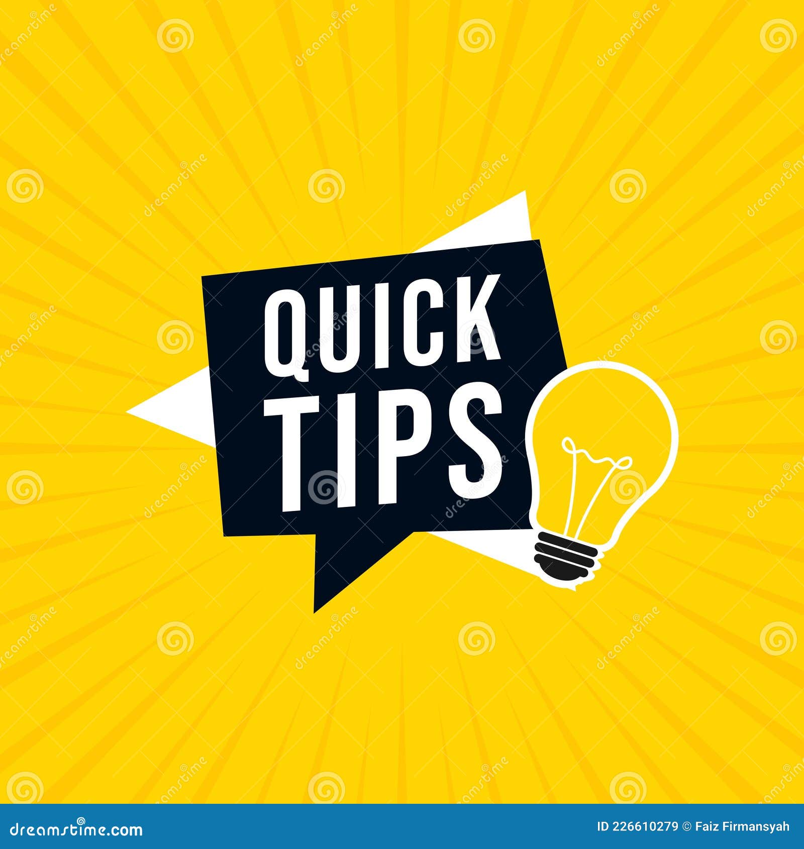 Quick Tips Lamp Vector Illustration Stock Vector - Illustration of ...