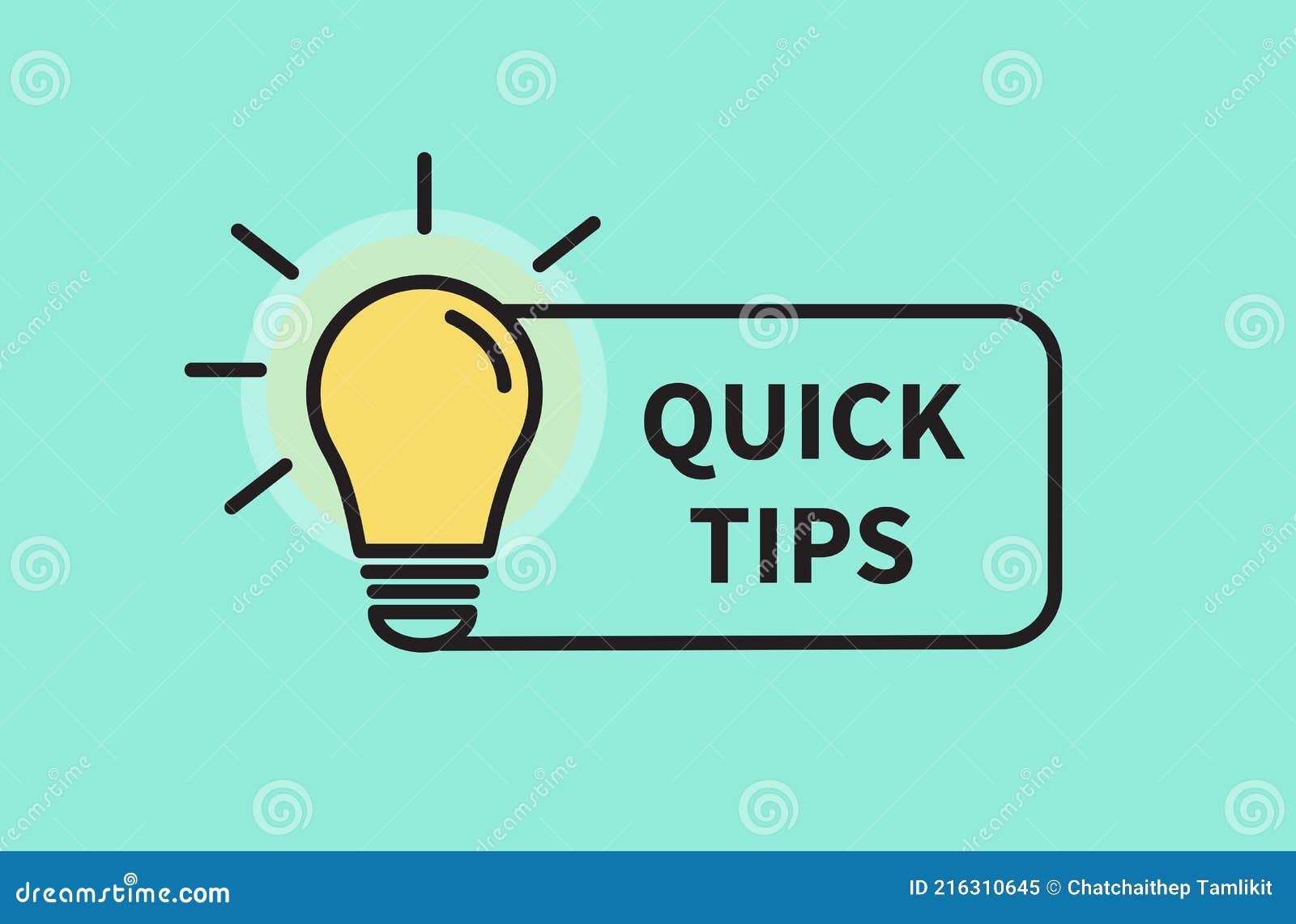 Quick Tips. Light Bulb Icon on Yellow Background. Energy and Thinking ...