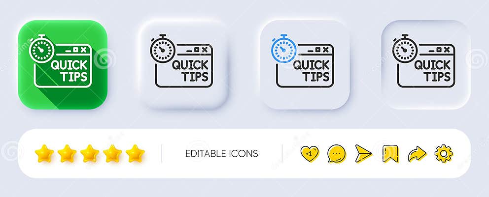 Quick Tips Line Icon. Helpful Tricks Sign. Neumorphic Buttons. Vector ...