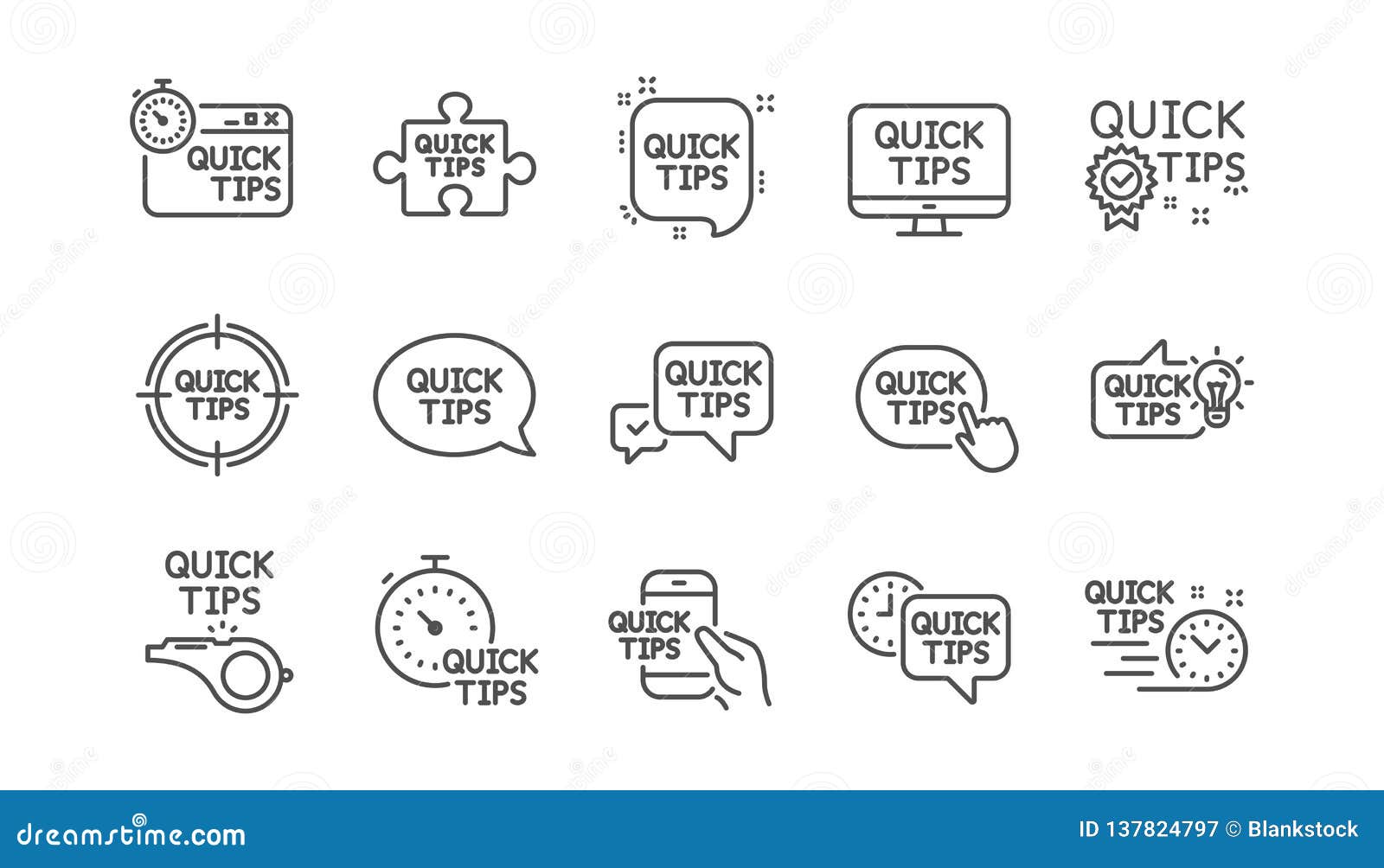 Quick Tips Line Icons. Helpful Tricks, Solution and Quickstart Guide ... Quick Tips Line Icons. Helpful Tricks, Solution and Quickstart Guide ...