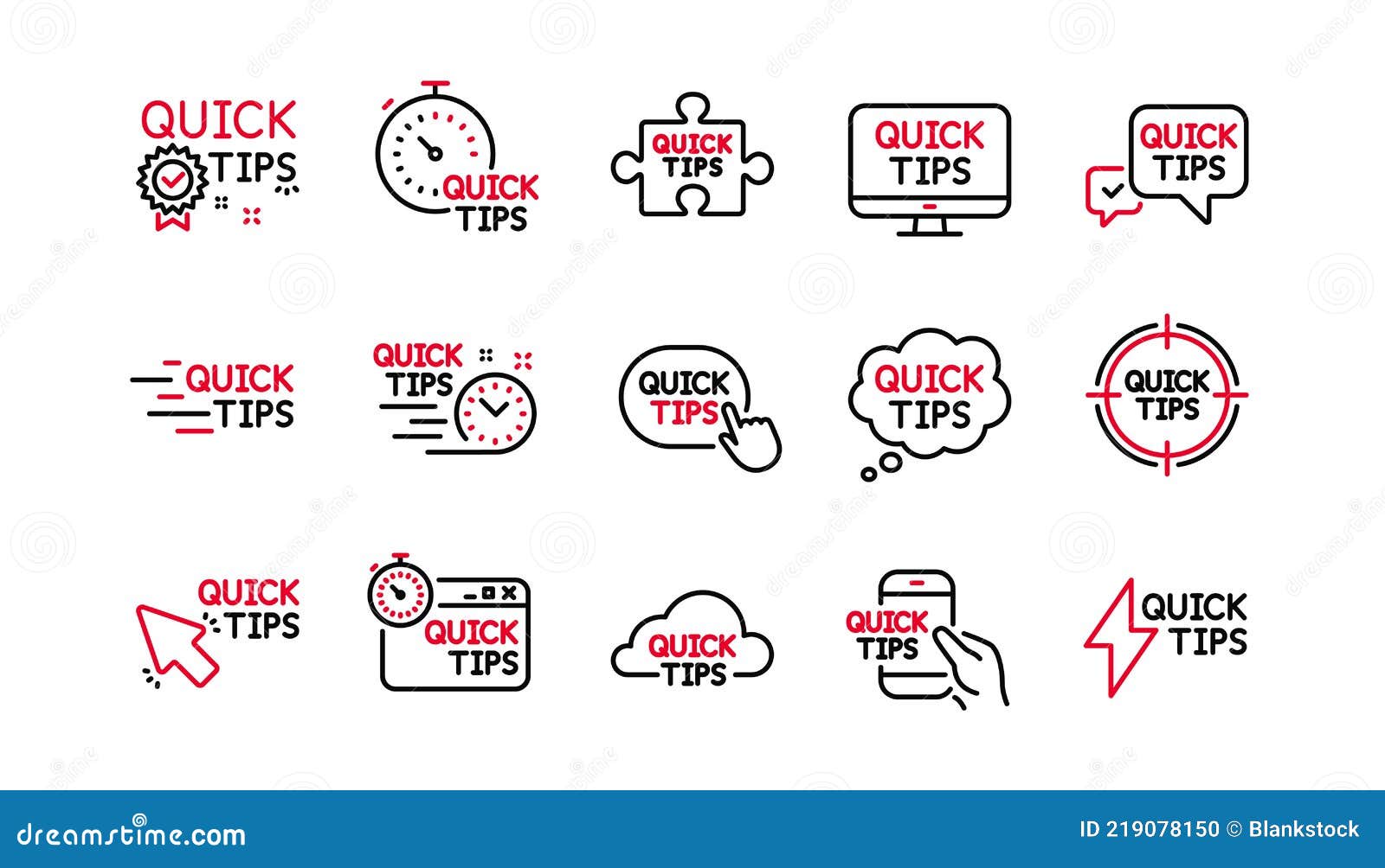 Quick Tips Line Icons Helpful Tricks Solution And Quickstart Guide Linear Icon Set Vector