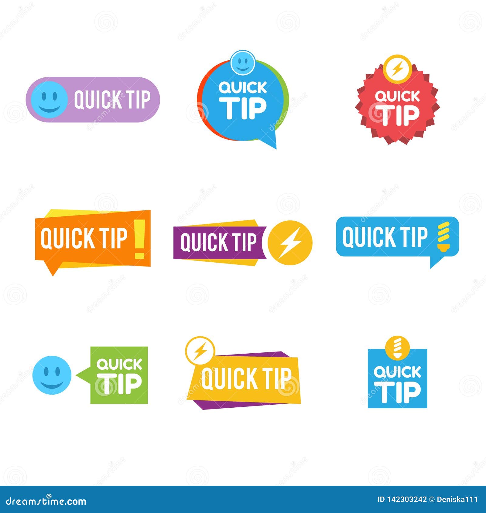 Quick Tips Logo, Icon or Symbol Set with Different Colors Graphic ...