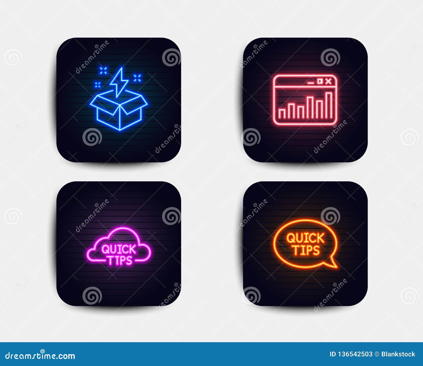 Quick Tips, Marketing Statistics and Creative Idea Icons. Quickstart ...