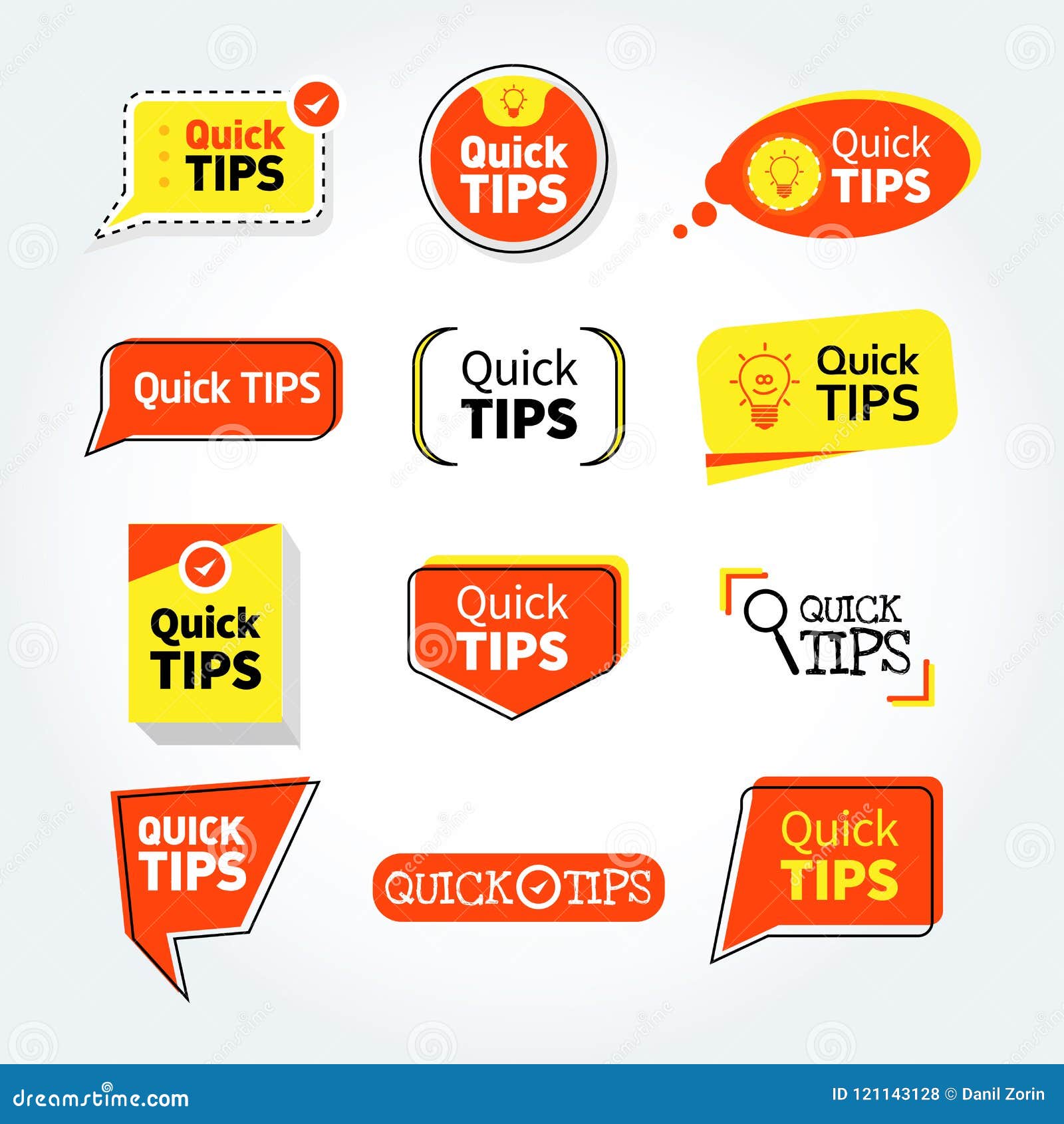 Quick Tips Mega Set, Helpful Tricks Vector Logos, Emblems and Banners ...