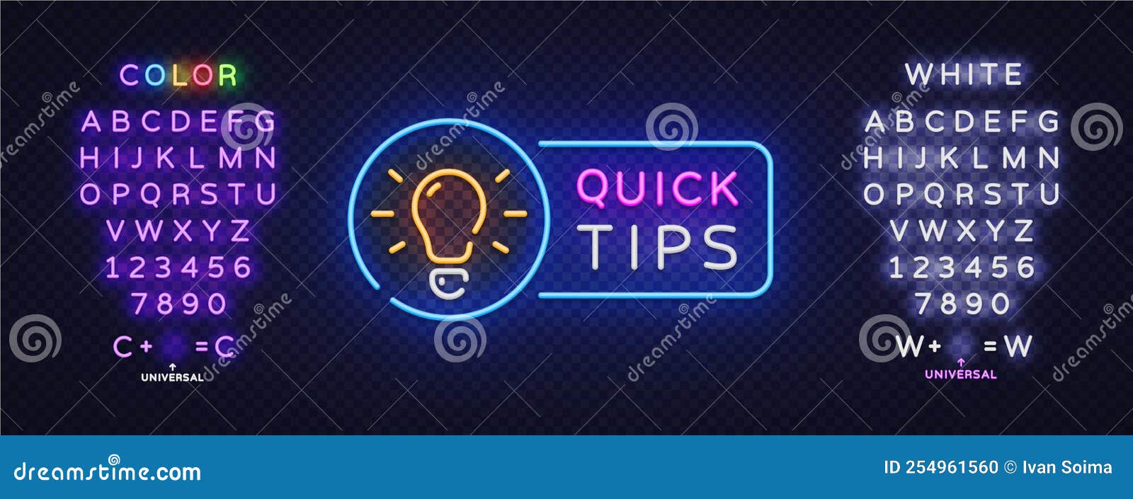 Quick Tips Neon for Concept Design. Illustration Design Stock Vector ...