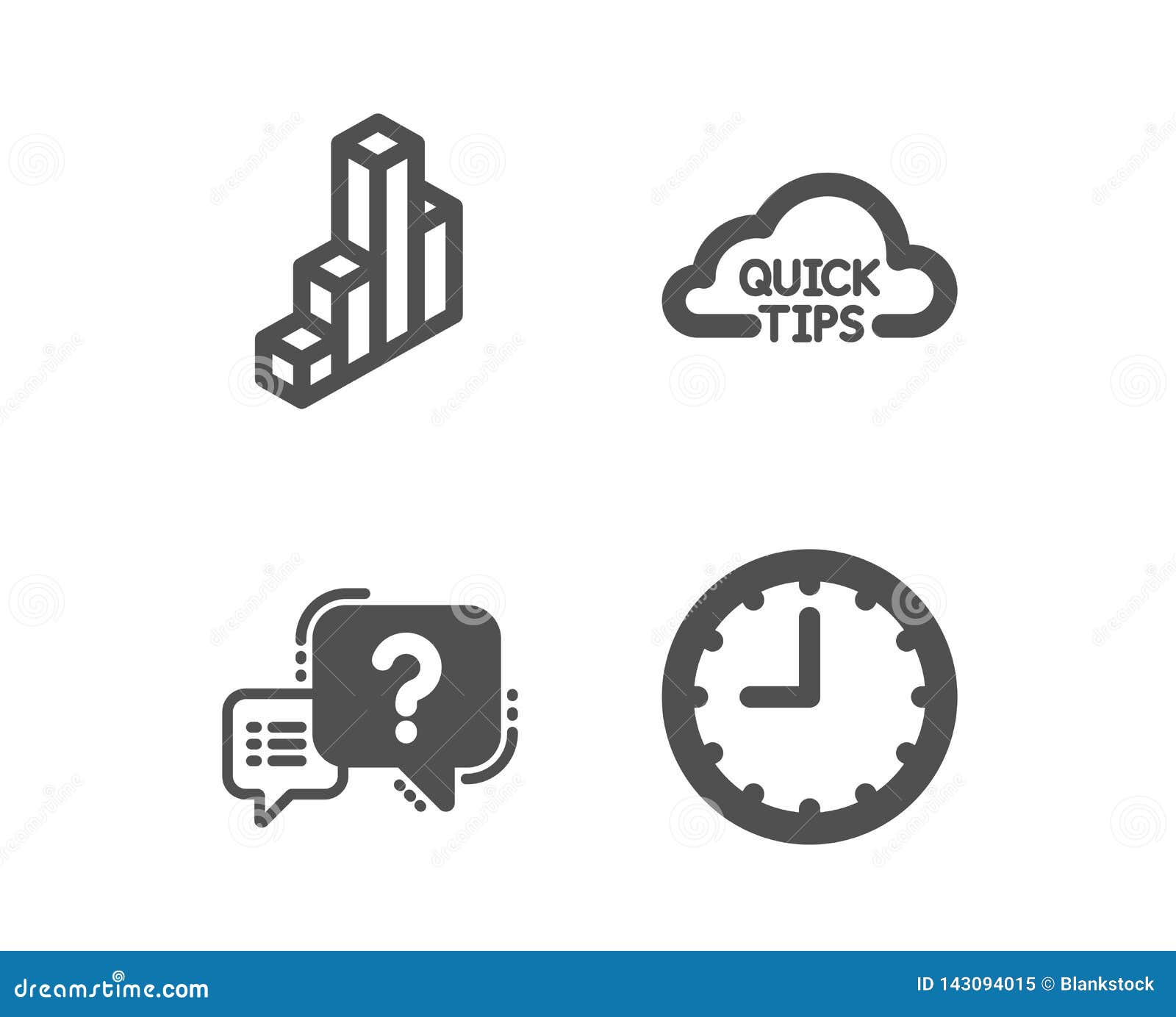 Quick Tips, Question Mark and 3d Chart Icons. Time Sign. Helpful Tricks ...