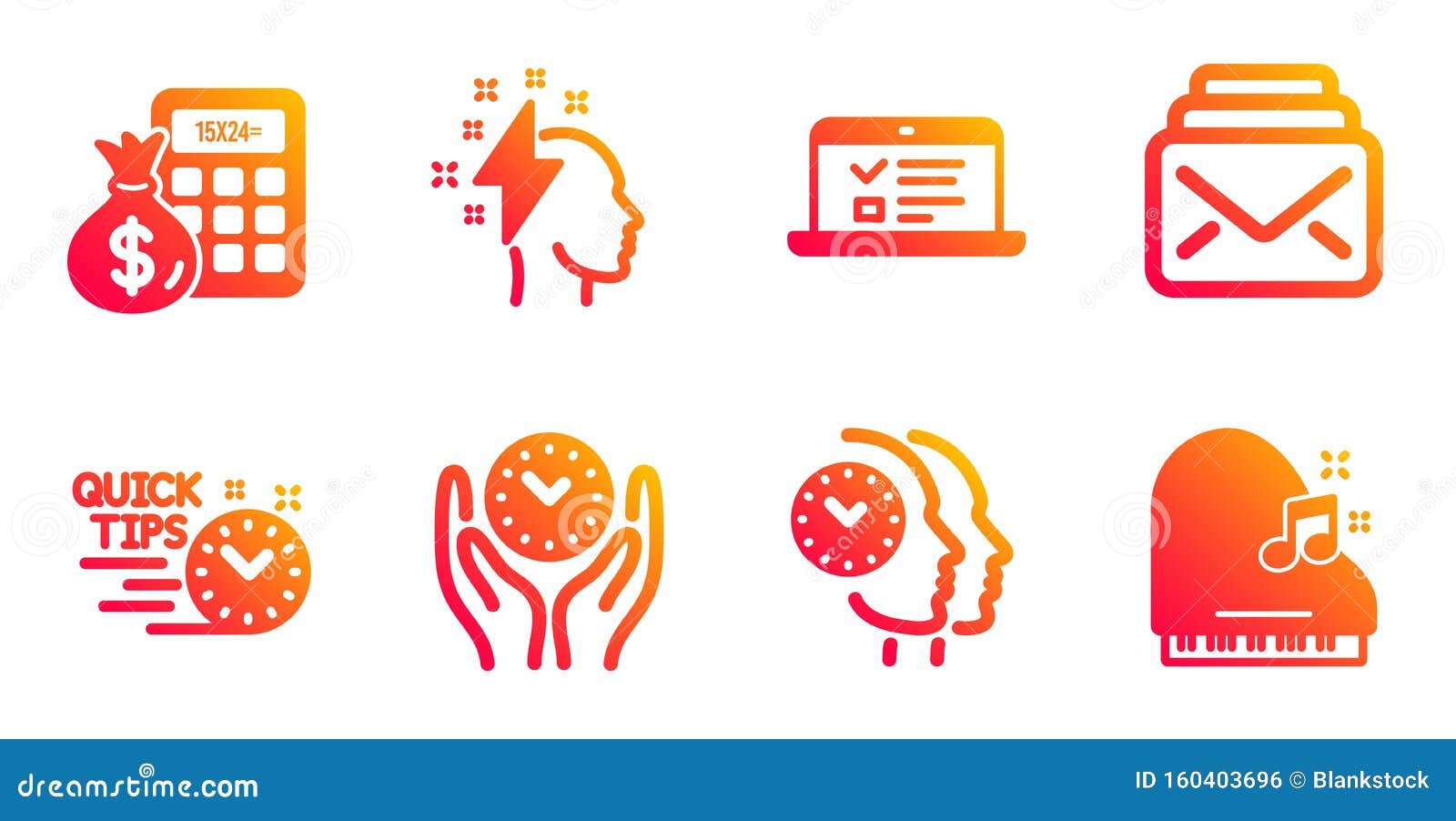 Quick Tips, Time Management and Brainstorming Icons Set. Web Lectures ...