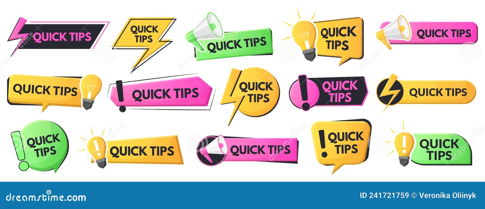 Quick Tips, Tricks and Solutions Logos, Helpful Advice Emblems. Useful ...