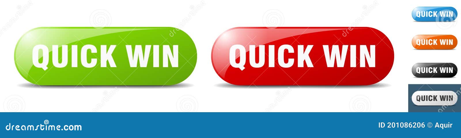 Quick Win Button. Key. Sign. Push Button Set Stock Vector ...