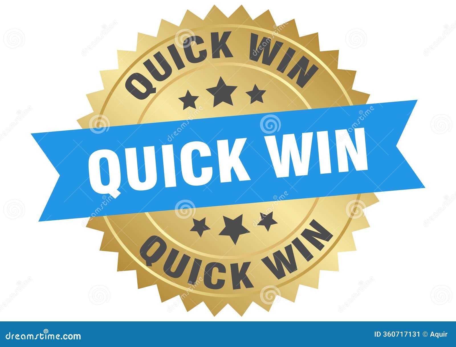 Quick Win. Quick Win Round Blue and Gold Label Isolated on Transparent ...