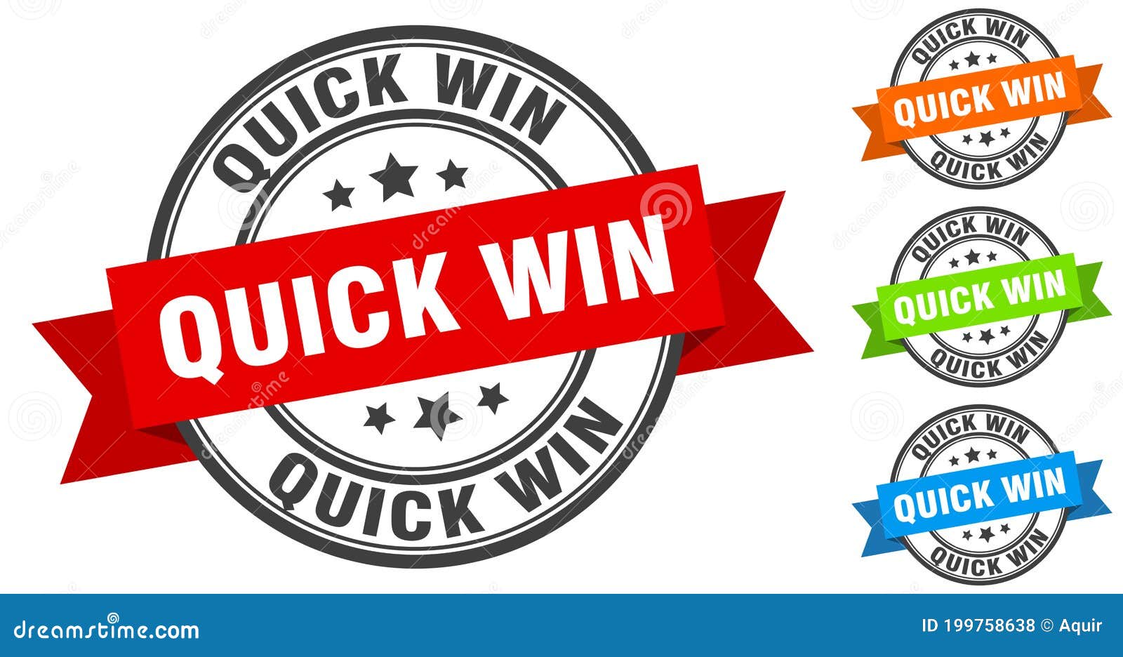 Quick Win Stamp. Round Band Sign Set. Label Stock Vector - Illustration ...