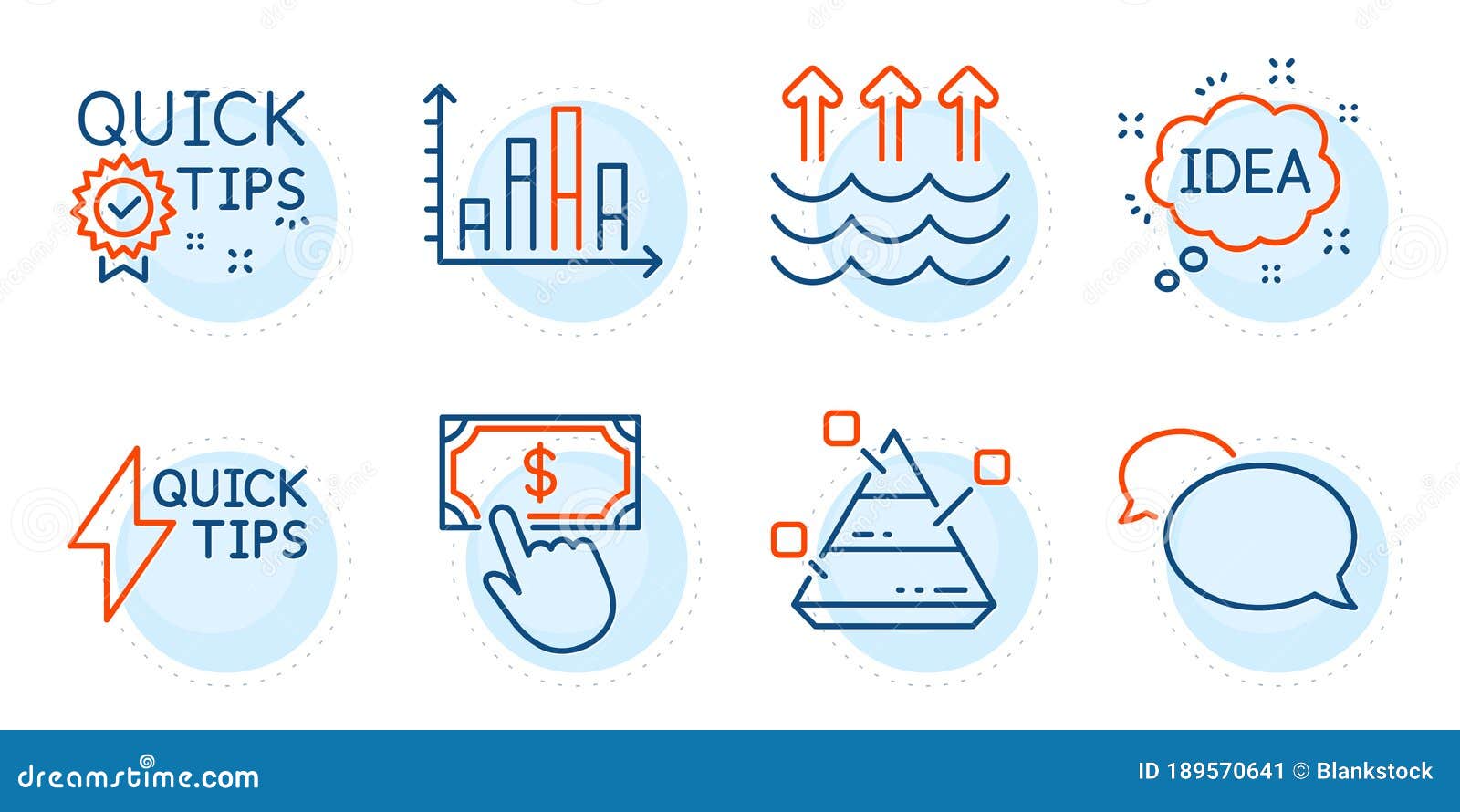 Quickstart Guide, Pyramid Chart And Messenger Icons Set. Payment Click ...