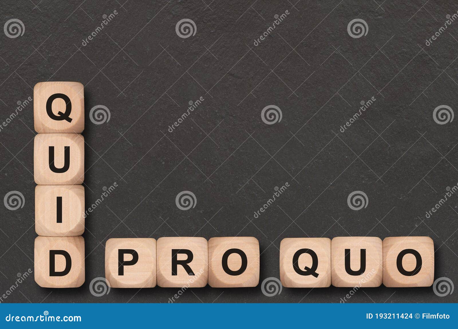 Quid Pro Quo Printed on Wooden Cube Stock Photo - Image of appointment ...
