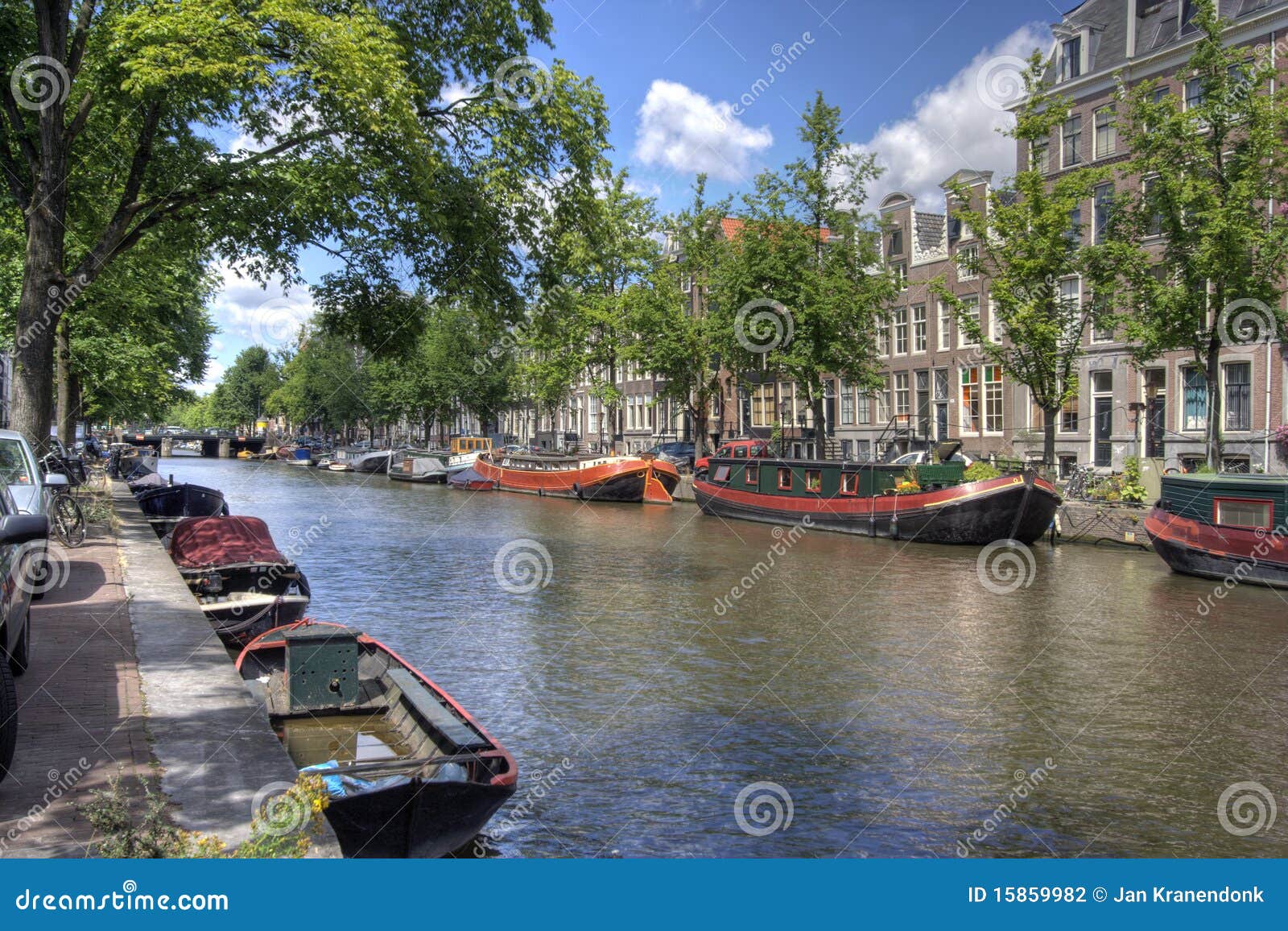 Quiet Amsterdam Canal stock photo. Image of living, boats - 15859982