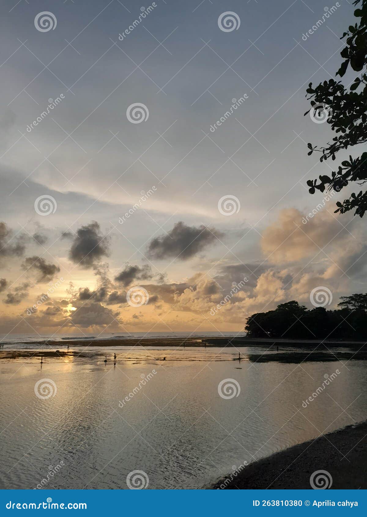 Quiet Beach with a Beautiful Sunset Atmosphere Stock Photo - Image of ...