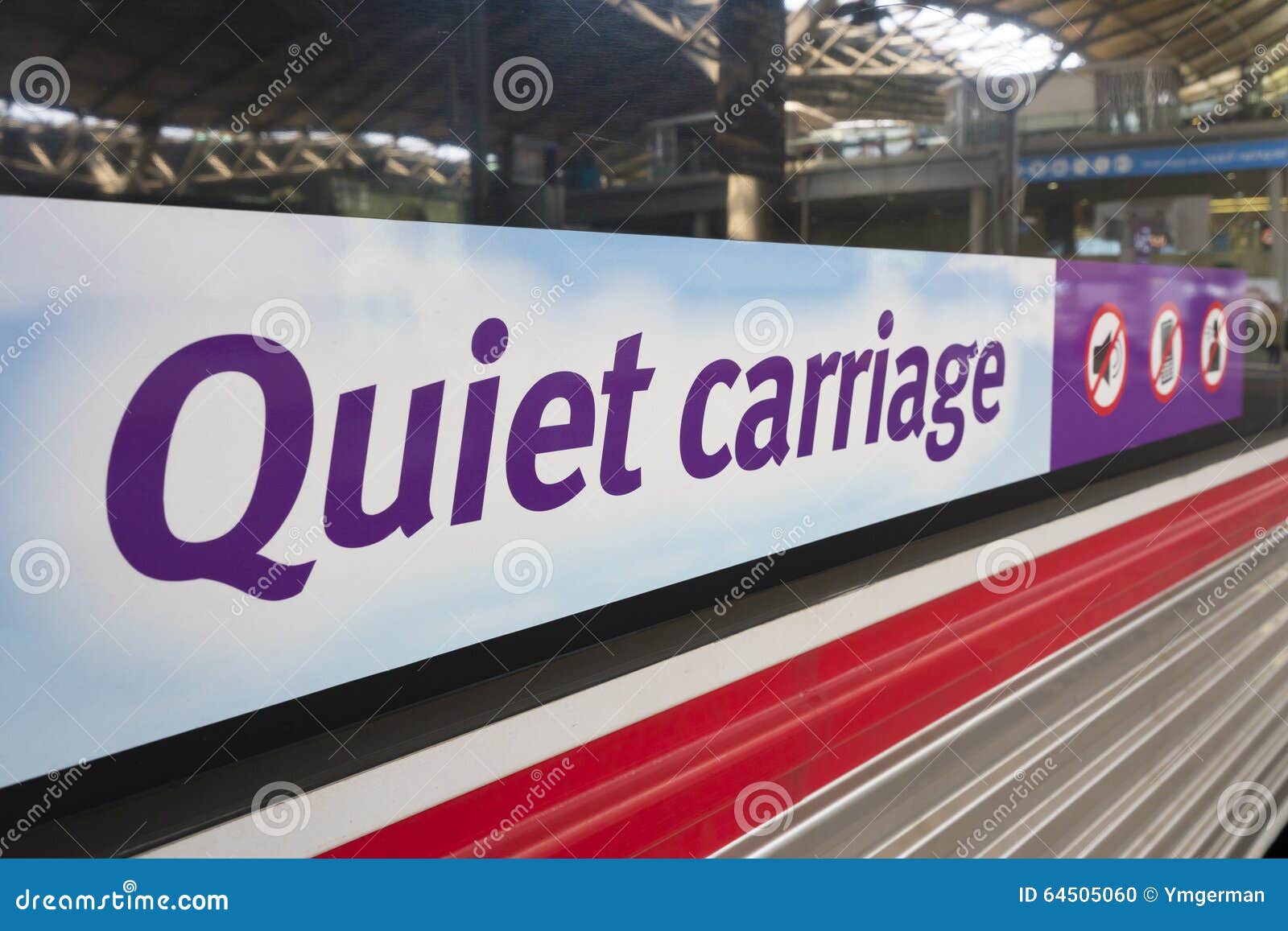 Quiet Carriage Sign on a Train Stock Photo - Image of speech, music ...