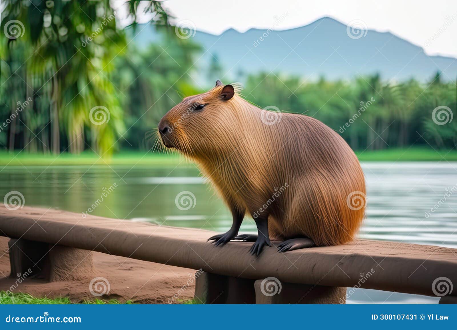 Quiet and Deserted Wildlife: Capybara Squirrel Alone in Empty Water ...