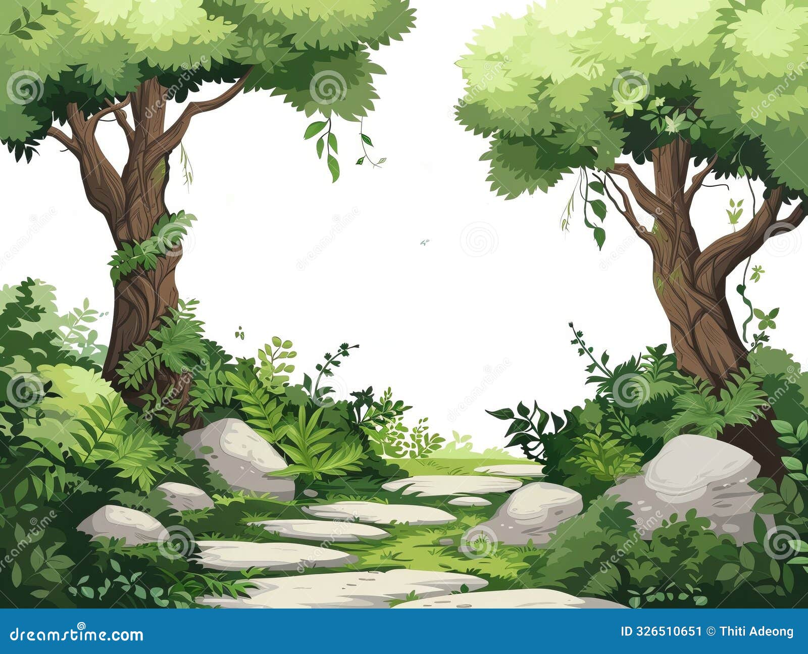 A Quiet Forest Path, Isolated on White Background Stock Illustration ...