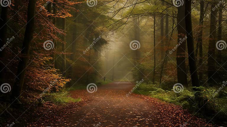 Quiet Forest Path, Lit only by the Soft Glow Stock Image - Image of ...