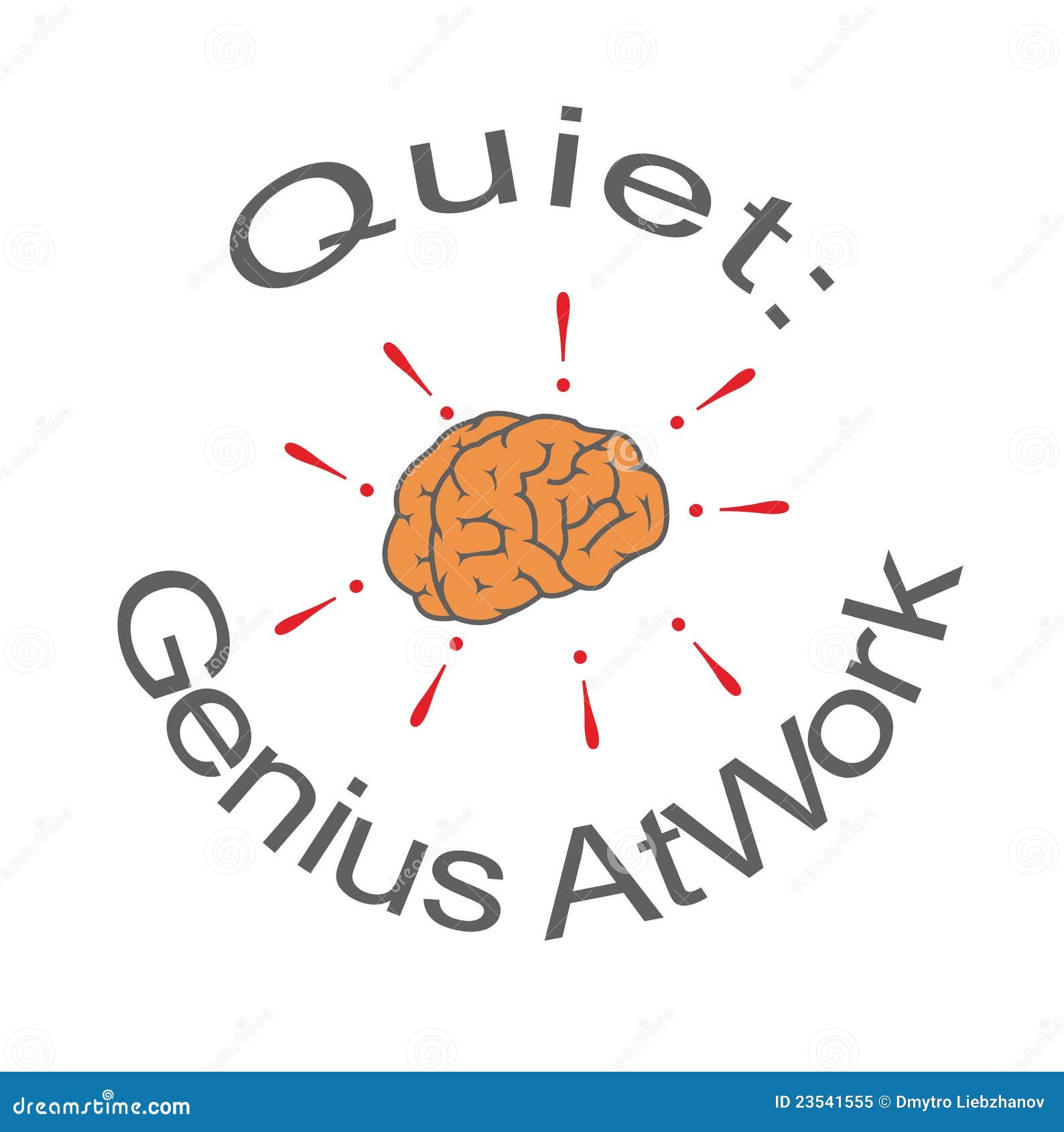 Quiet: genius at work stock vector. Illustration of brain - 23541555