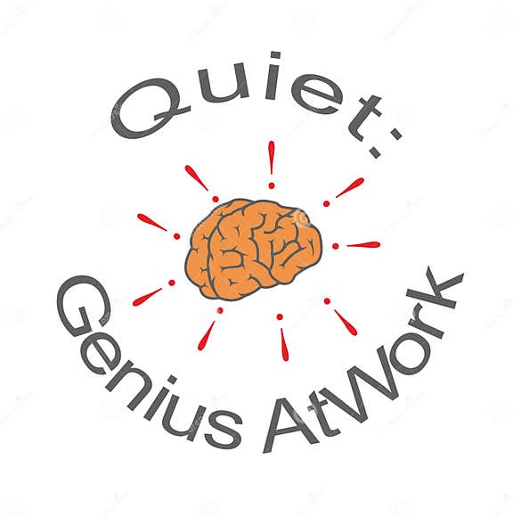 Quiet: genius at work stock vector. Illustration of brain - 23541555