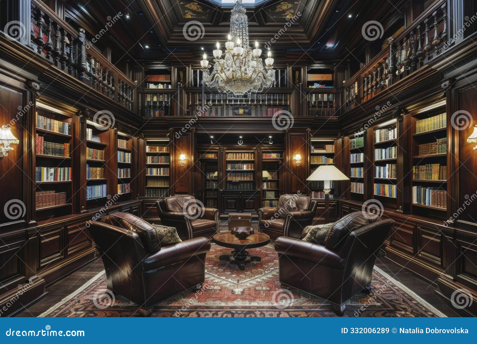 Quiet Library Interior with a Reading Area, Surrounded by Bookshelves ...