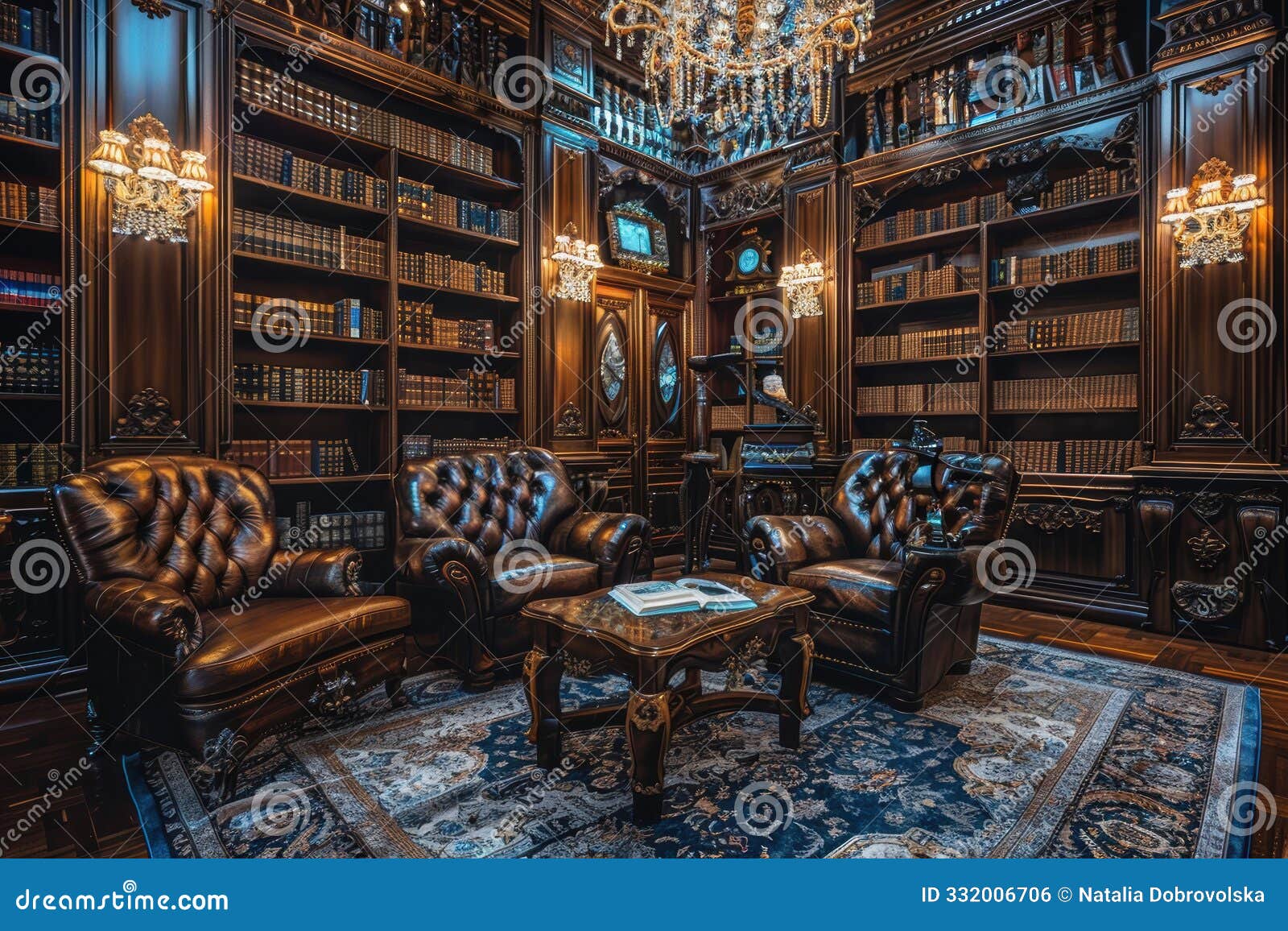 Quiet Library Interior with a Reading Area, Surrounded by Bookshelves ...