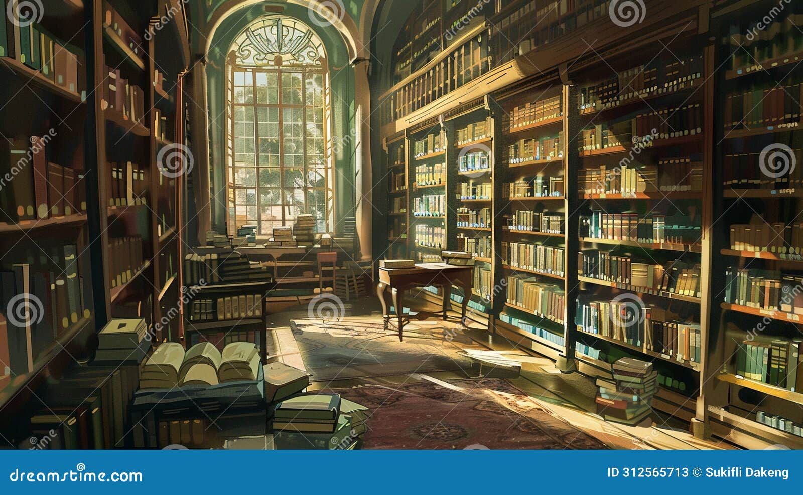 A Quiet Library Scene, with the Soft Sound of Pages Turning in a ...