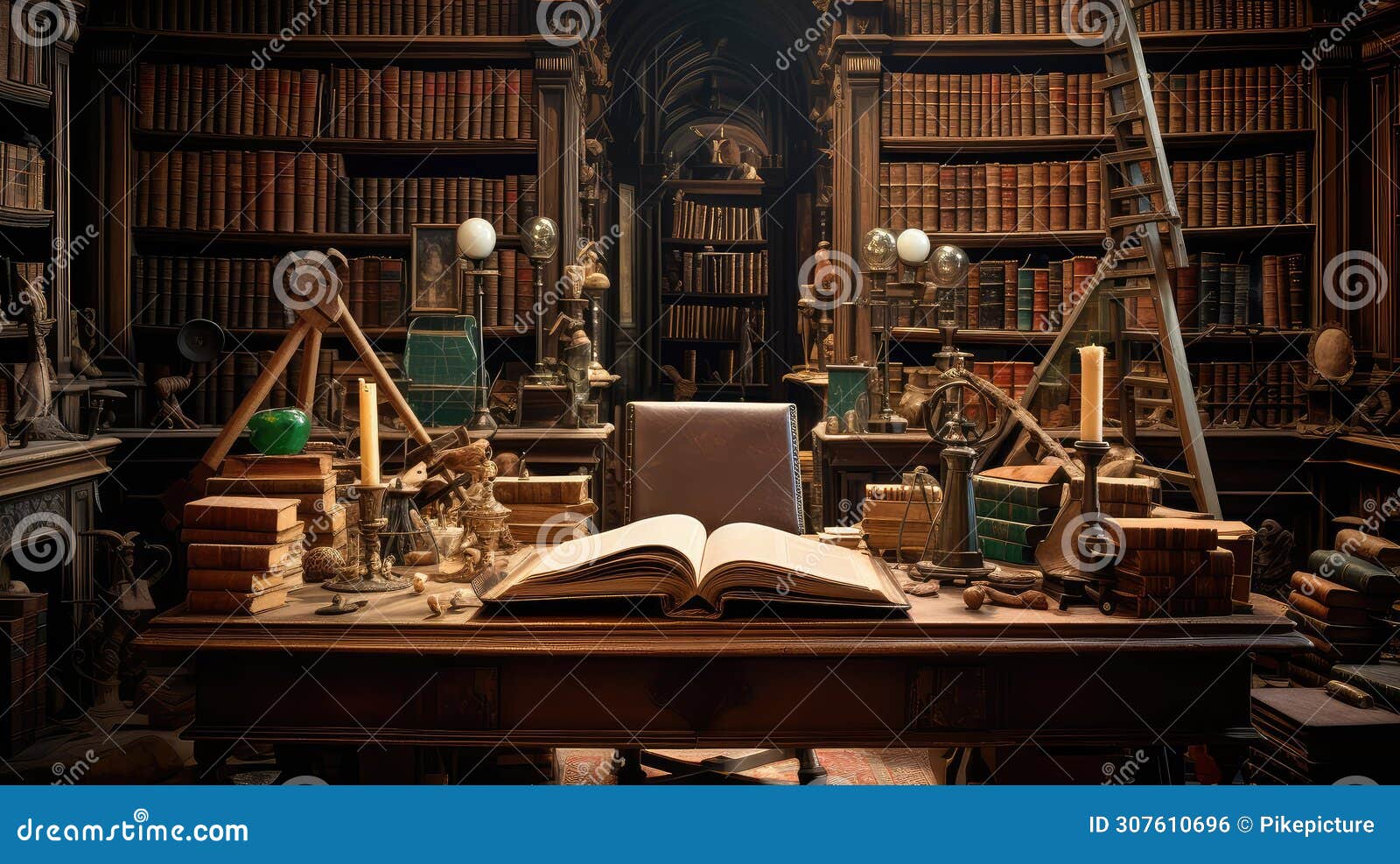 Quiet library study stock illustration. Illustration of materials ...