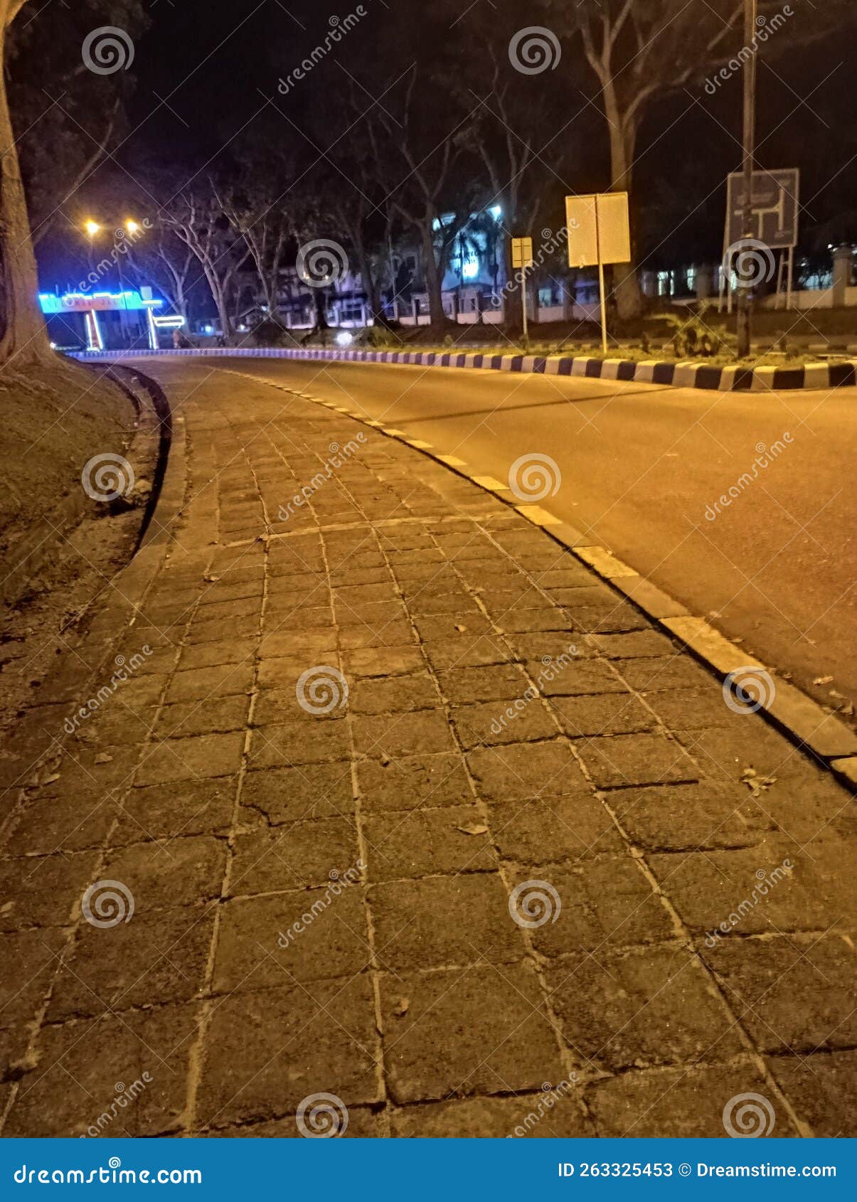 Quiet Midnight Street with Street Lights Stock Image - Image of street ...