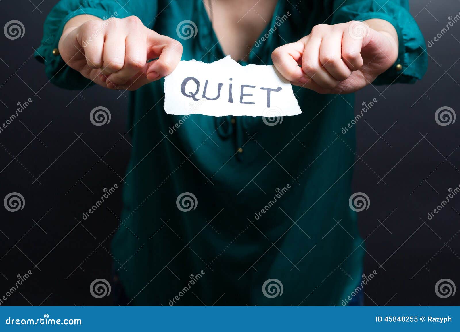 QUIET note stock image. Image of showing, focus, human - 45840255