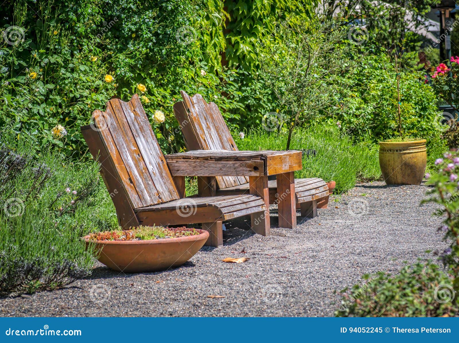 A Quiet Place To Rest in the Garden Stock Image - Image of time, wood ...
